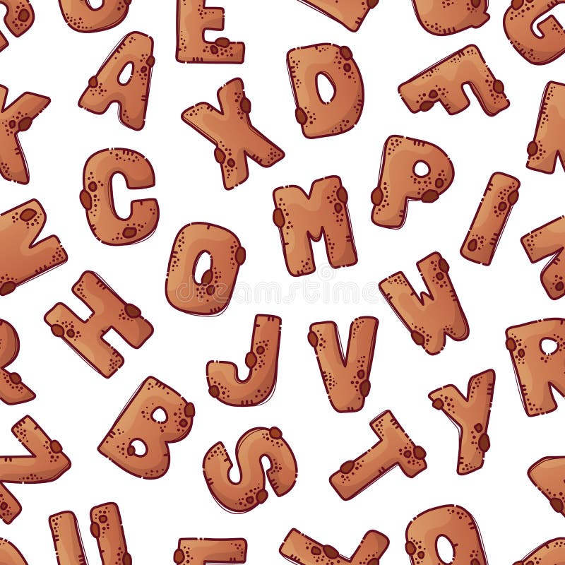Vector Cartoon Cookie Alphabet Pattern. Stock Vector - Illustration of ...