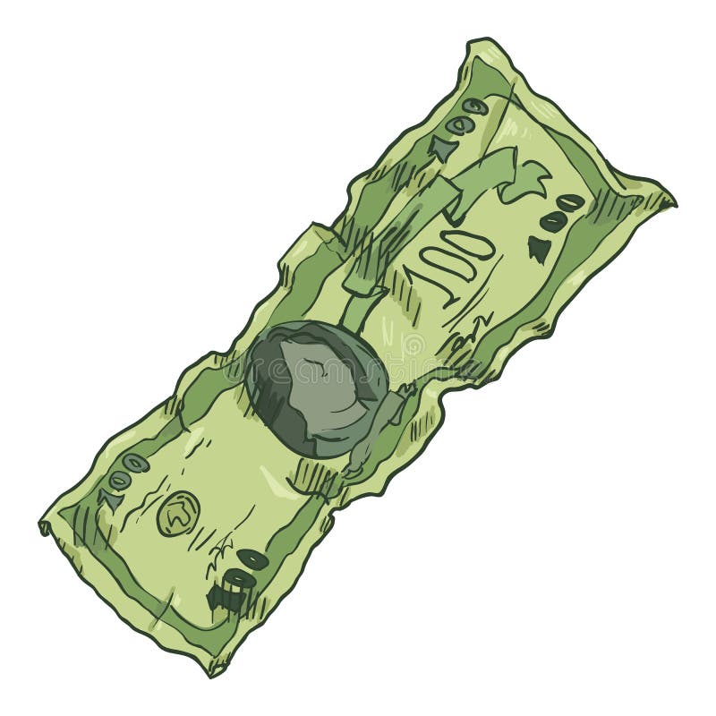 Vector Cartoon Creased Banknote Stock Vector - Illustration of dollars ...