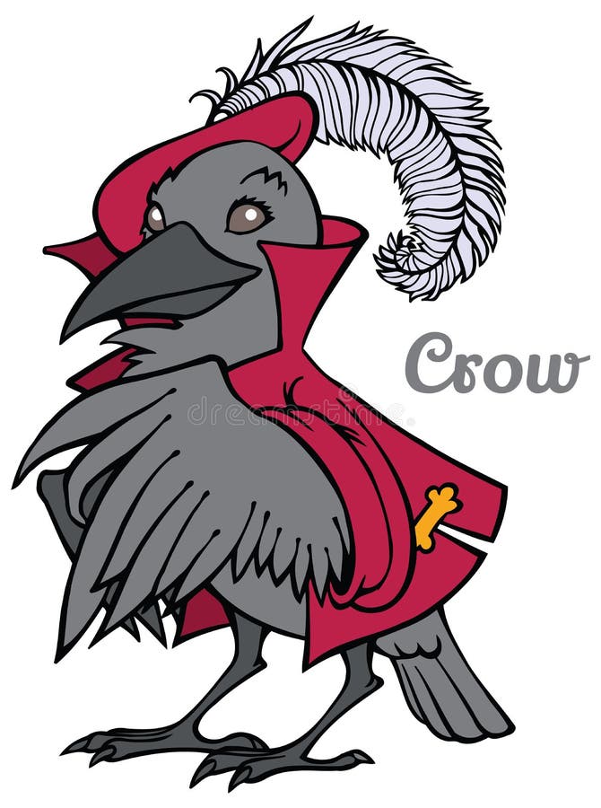 Vector Cartoon Crow in Jacket and Beret Stock Vector - Illustration of ...