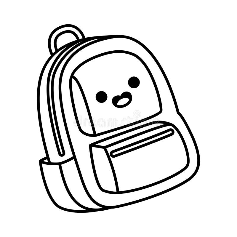Vector Cartoon Cute Backpack School Kawaii Illustration Stock Vector ...