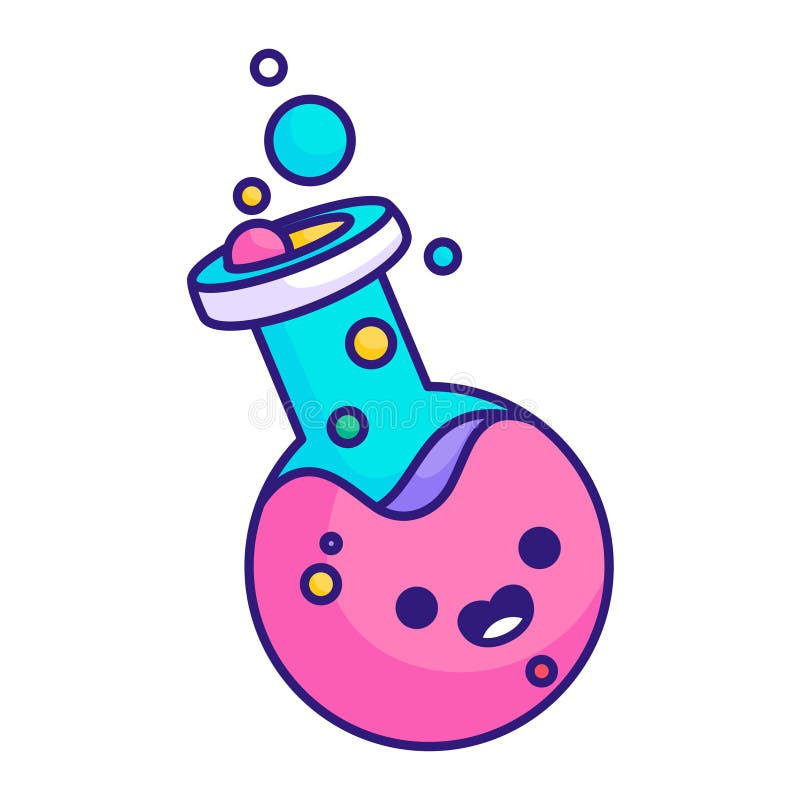 Vector Cartoon Cute Beaker School Kawaii Illustration Stock Vector ...