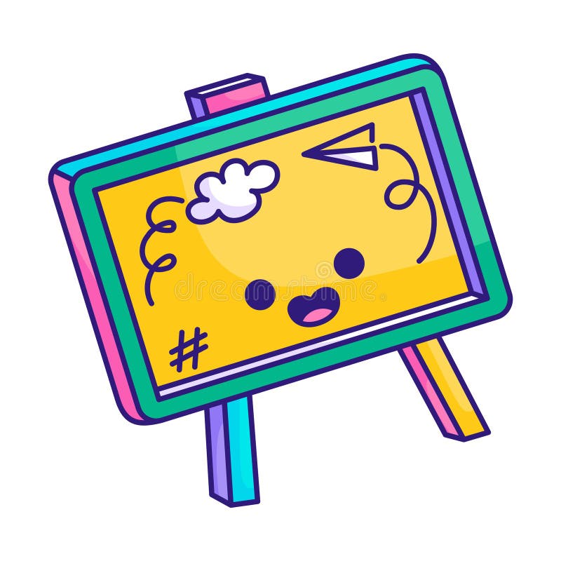 Vector Cartoon Cute Board School Kawaii Illustration Stock Vector ...
