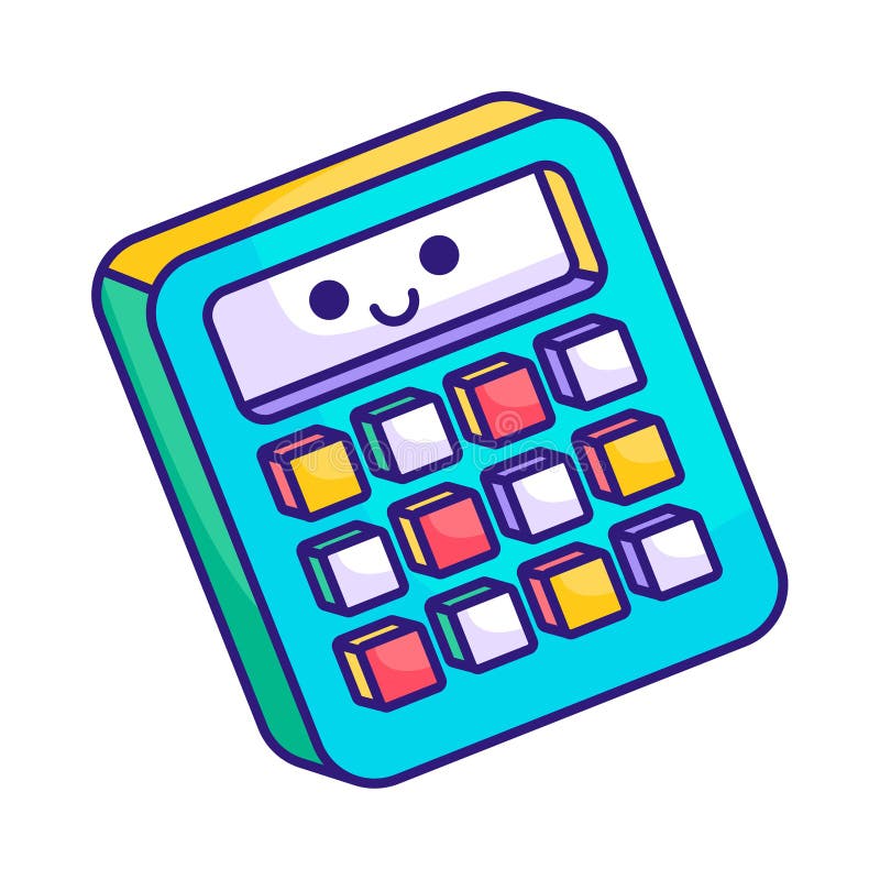 Calculator Isolated Symbol Cute Kawaii Cartoon Stock