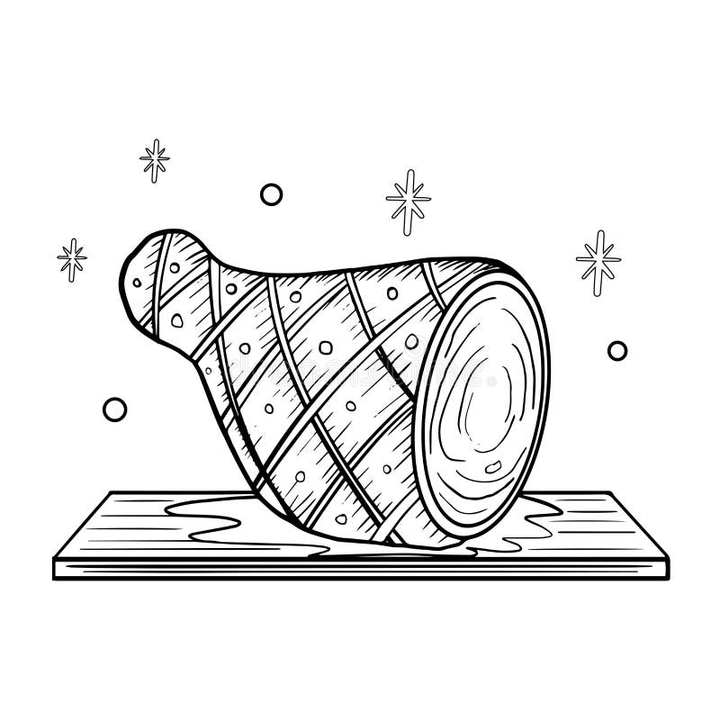 Vector Cartoon Cute Christmas Ham Illustration Isolated Stock Vector ...