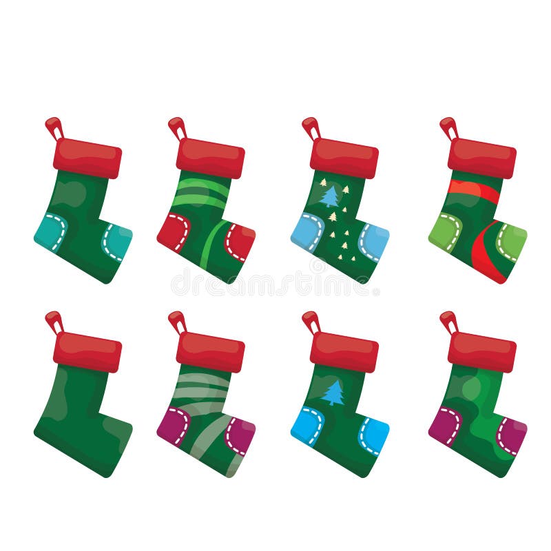 Vector Cartoon Cute Christmas Stocking Stock Vector - Illustration of ...
