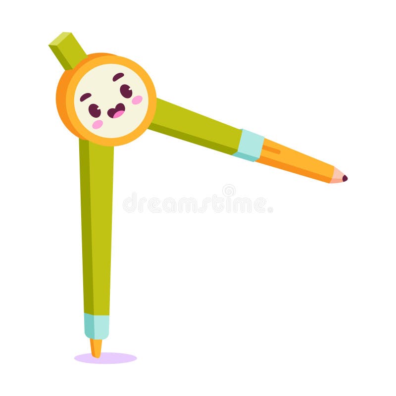 Vector Cartoon Cute Compass School Kawaii Illustration Stock Vector ...