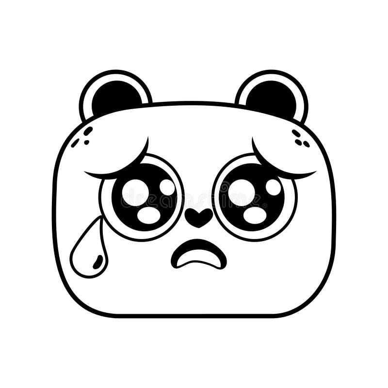 Vector Cartoon Cute Crying Face Emoji Isolated Illustration Stock ...