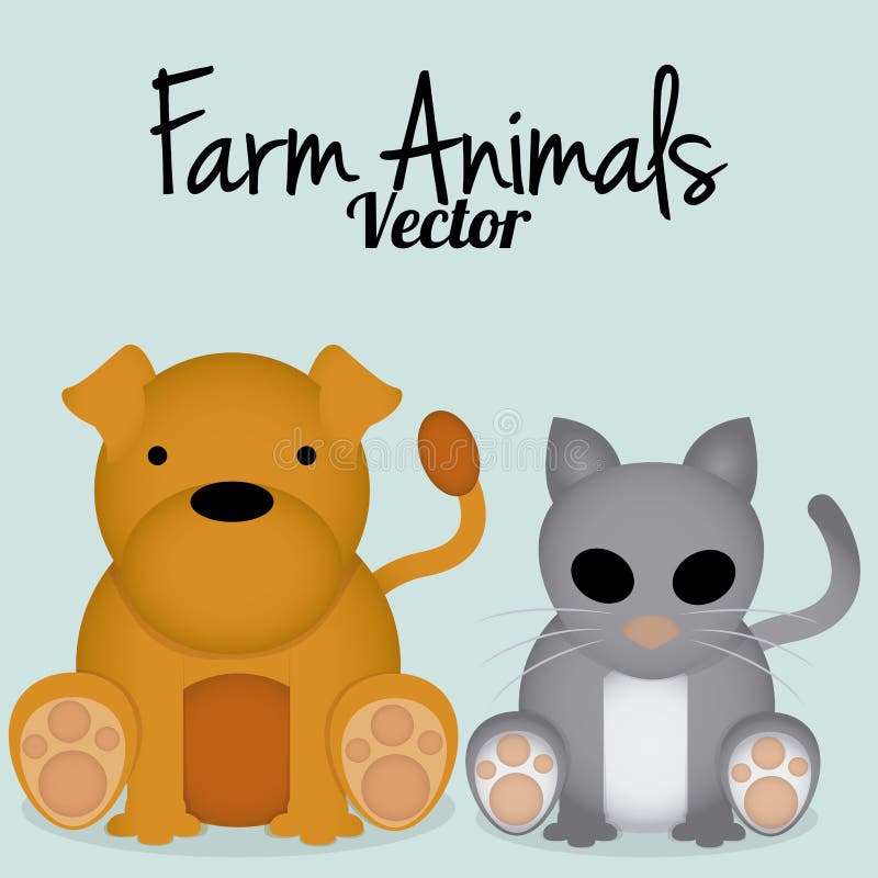 Vector Cartoon Cute Dog and Cat Isolated Stock Illustration ...
