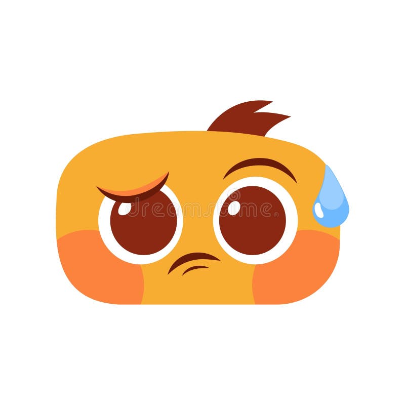 Vector Cartoon Cute Doubtful Face Emoji Isolated Illustration Stock ...