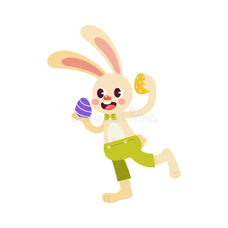Vector Cartoon Cute Easter Bunny Character Isolated Stock Vector ...