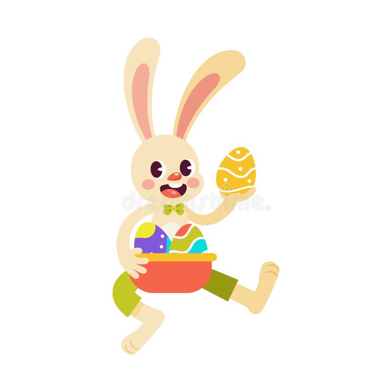 Vector Cartoon Cute Easter Bunny Character Isolated Stock Vector ...