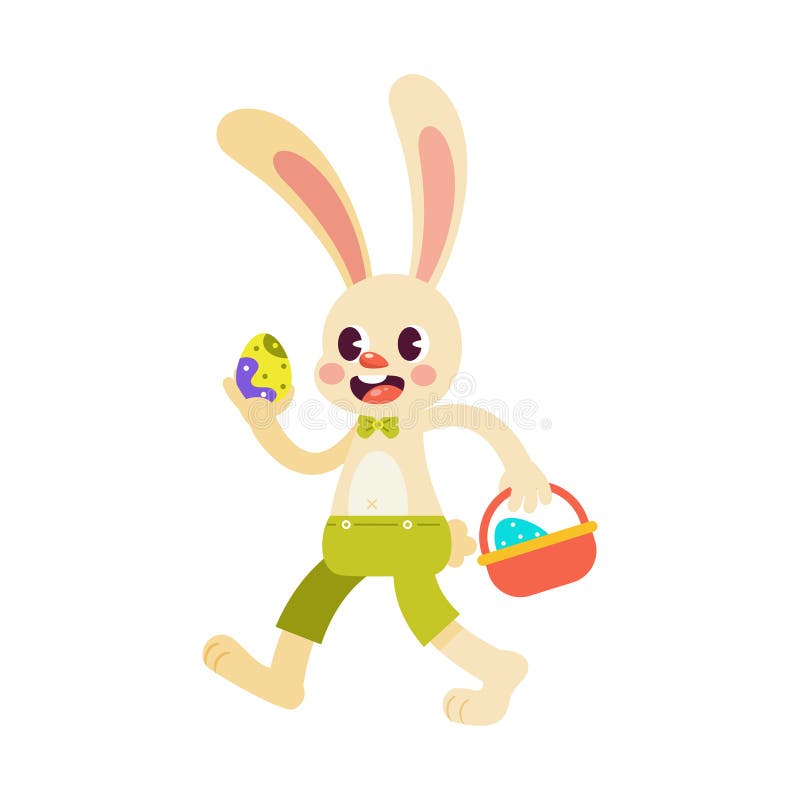 Vector Cartoon Cute Easter Bunny Character Isolated Stock Vector ...