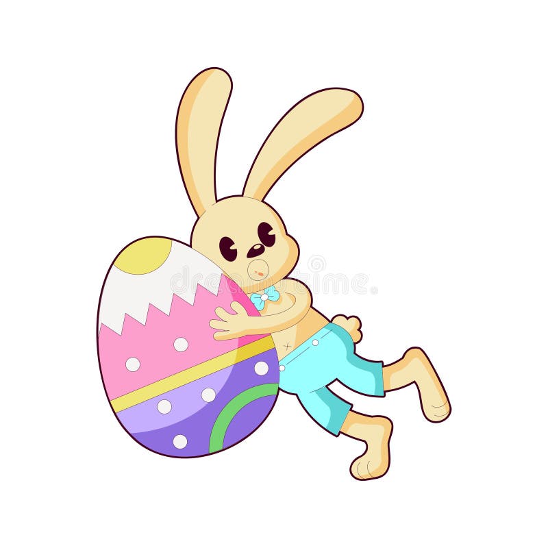 Vector Cartoon Cute Easter Bunny Character Isolated Stock Vector ...