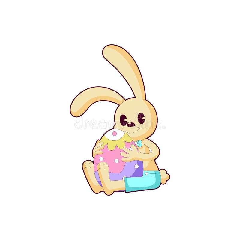 Vector Cartoon Cute Easter Bunny Character Isolated Stock Vector ...