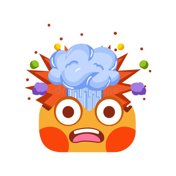 Vector Cartoon Cute Exploding Head Emoji Isolated Illustration Stock ...