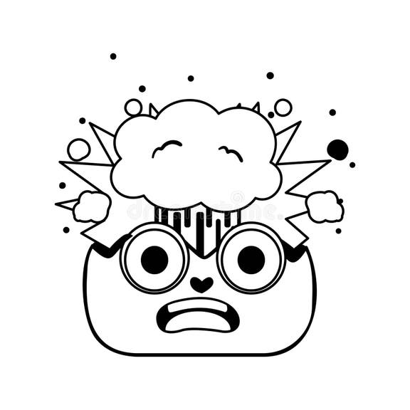 Vector Cartoon Cute Exploding Head Emoji Isolated Illustration Stock ...