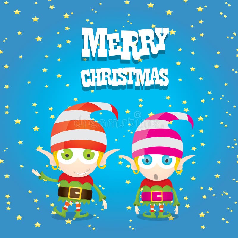 Vector Cartoon Cute Happy Christmas Elf Stock Vector - Illustration of ...
