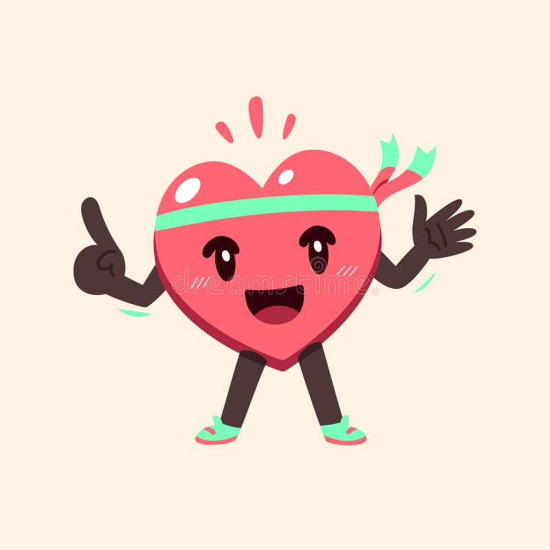 Vector Cartoon Cute Healthy Heart Character Stock Vector - Illustration ...