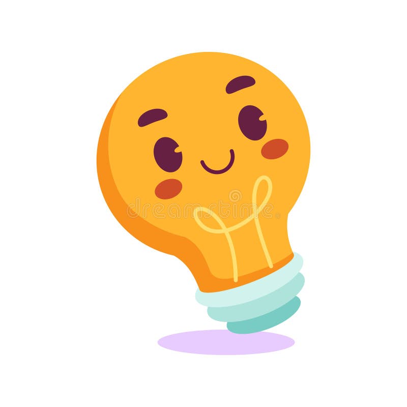 Vector Cartoon Cute Light Bulb School Kawaii Illustration Stock Vector ...