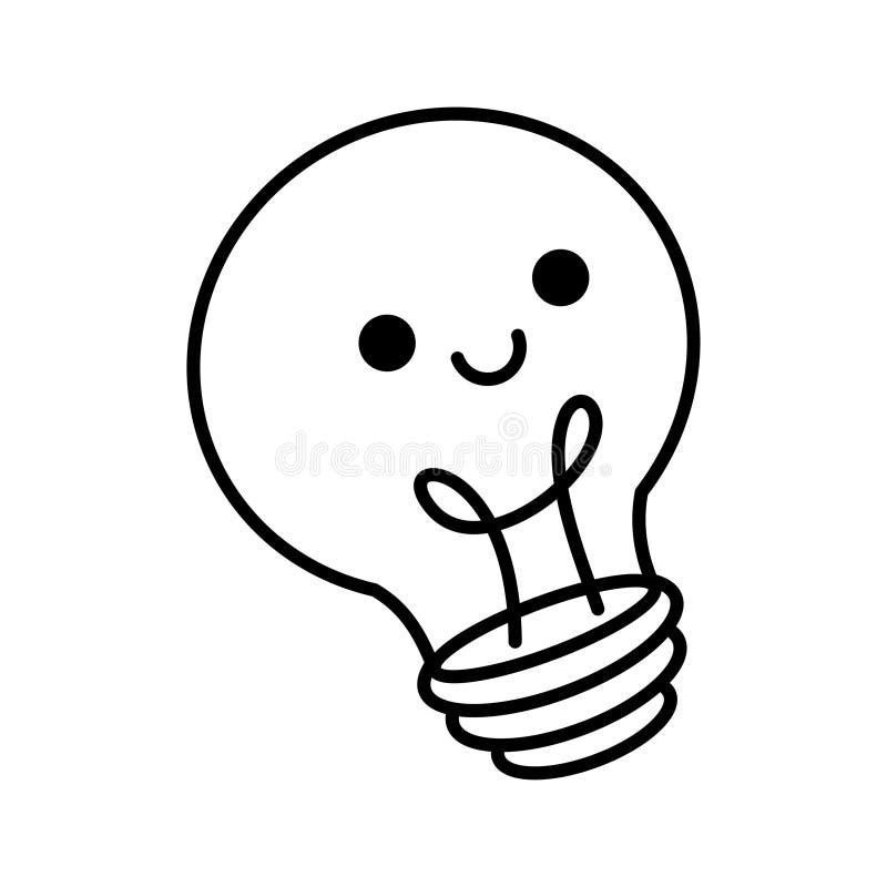 Vector Cartoon Cute Light Bulb School Kawaii Illustration Stock Vector ...