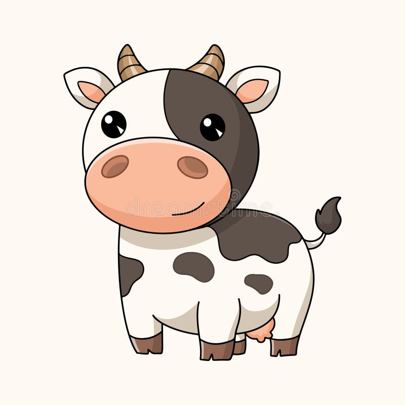 Vector Cartoon Cute Little Cow Stock Vector - Illustration of mascot ...