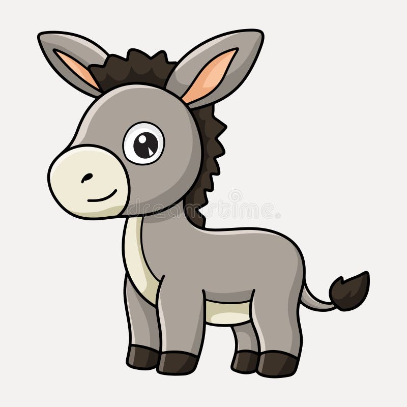 Vector Cartoon Cute Little Donkey Stock Vector - Illustration of young ...