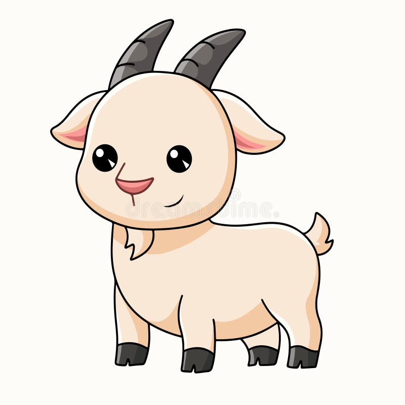 Vector Cartoon Cute Little Goat Stock Vector - Illustration of mammal ...