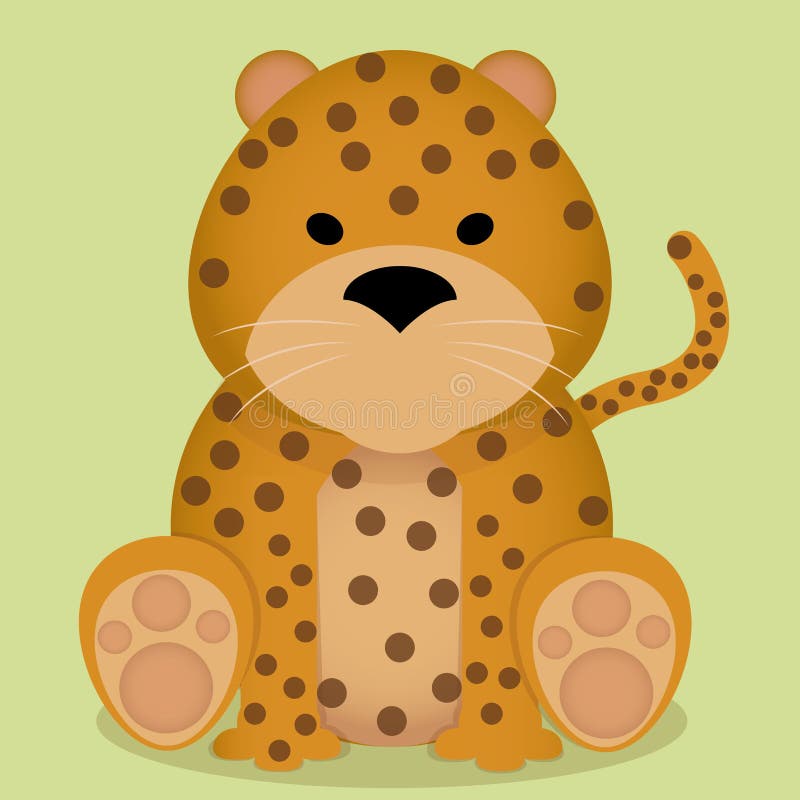 Vector Cartoon Cute Little Leopard Sitting Isolated Stock Vector ...