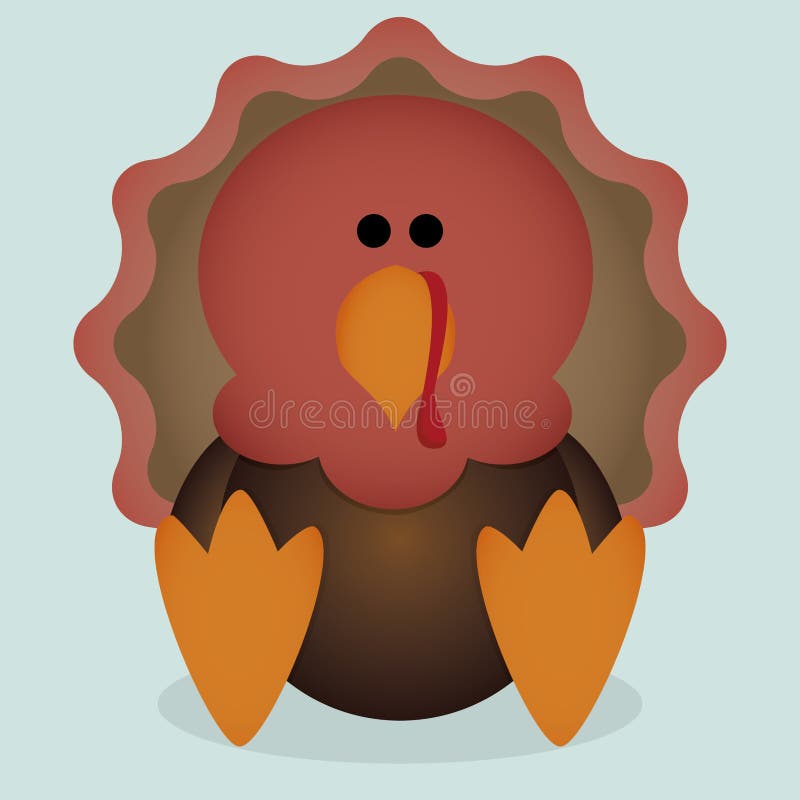 Vector Cartoon Cute Little Turkey Sitting Isolated Stock Illustration ...