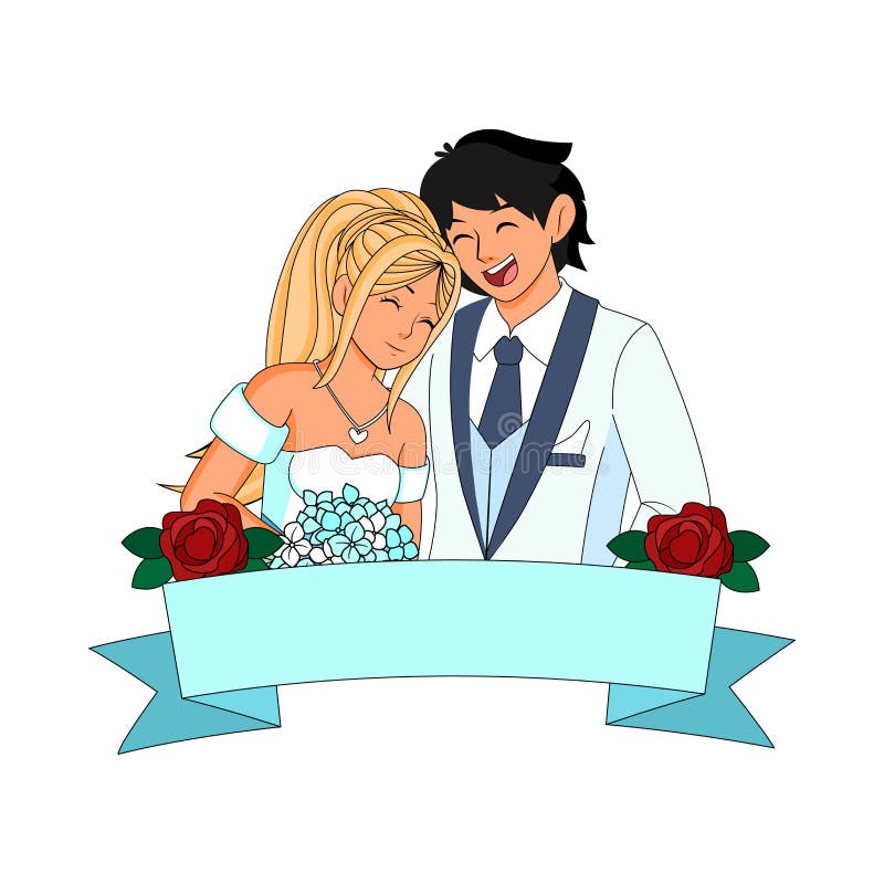 Vector Cartoon Cute Married Wedding Couple Isolated Stock Vector ...
