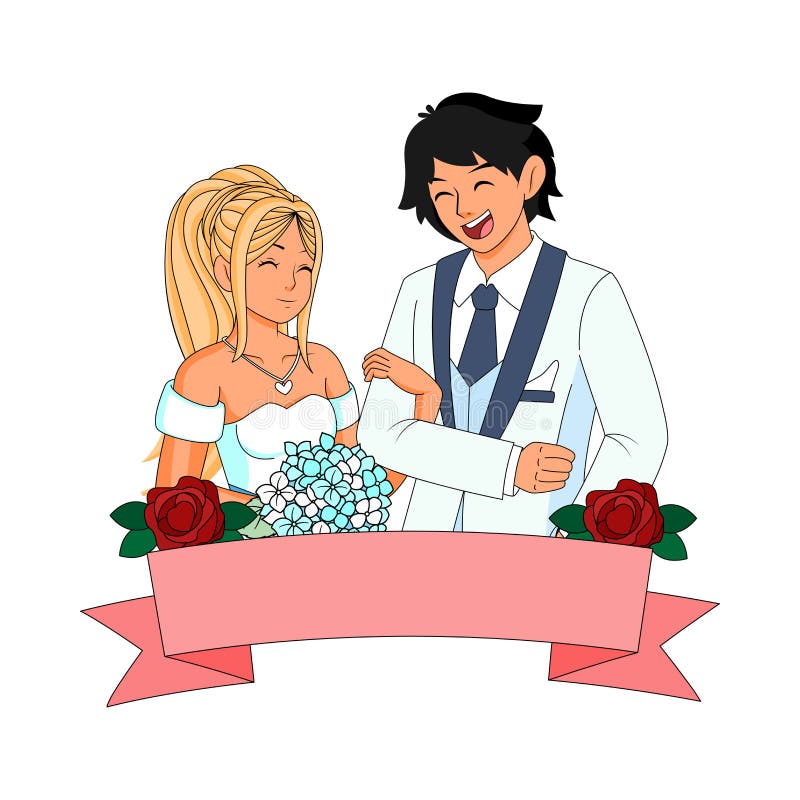 Vector Cartoon Cute Married Wedding Couple Isolated Stock Vector ...