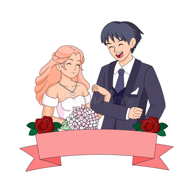 Vector Cartoon Cute Married Wedding Couple Isolated Stock Vector ...