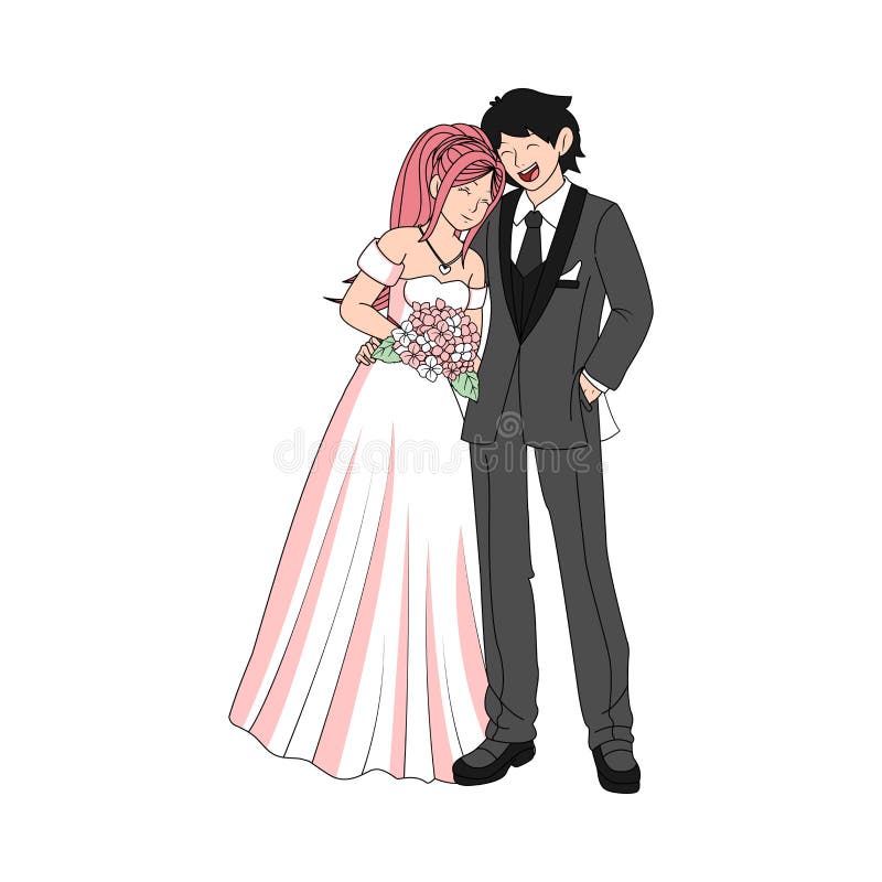 Vector Cartoon Cute Married Wedding Couple Isolated Stock Vector ...