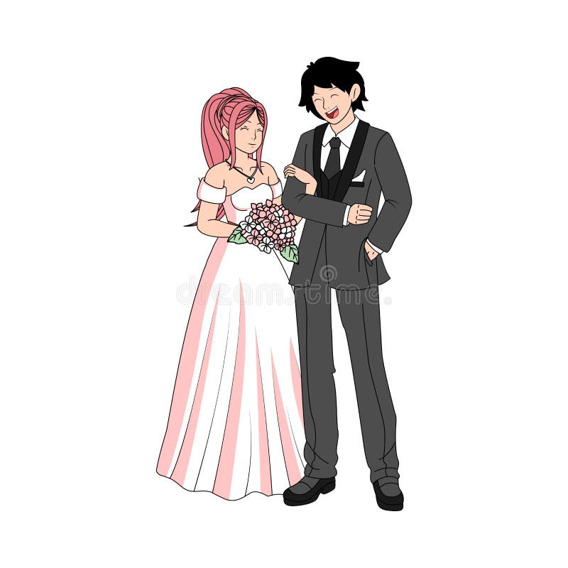 Vector Cartoon Cute Married Wedding Couple Isolated Stock Vector ...