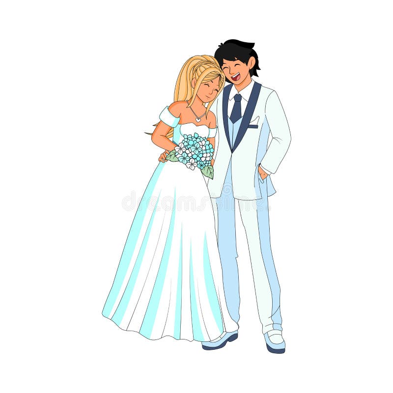 Vector Cartoon Cute Married Wedding Couple Isolated Stock Vector ...