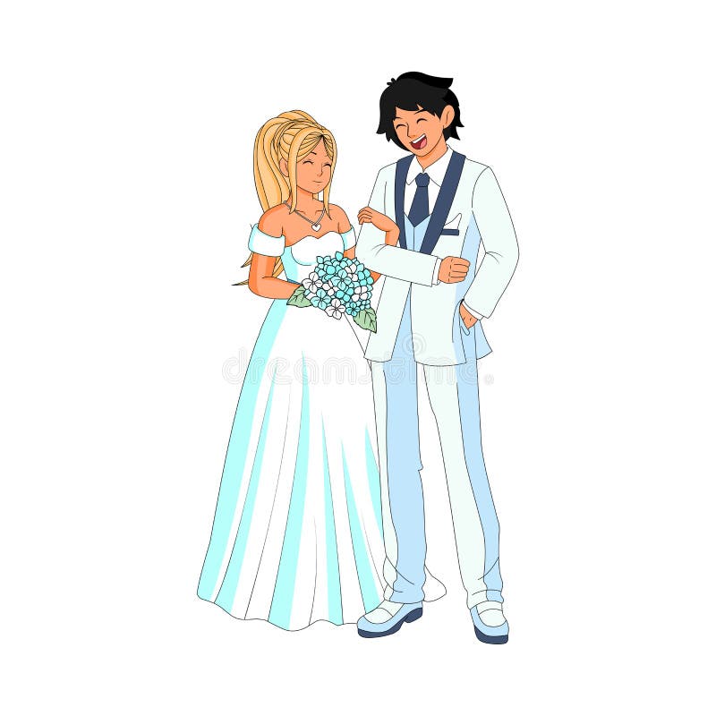 Vector Cartoon Cute Married Wedding Couple Isolated Stock Vector ...