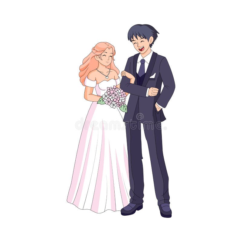 Vector Cartoon Cute Married Wedding Couple Isolated Stock Vector ...