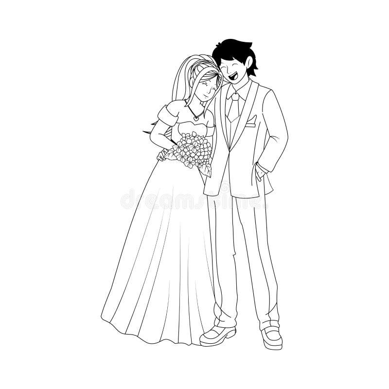 Vector Cartoon Cute Married Wedding Couple Isolated Stock Vector ...