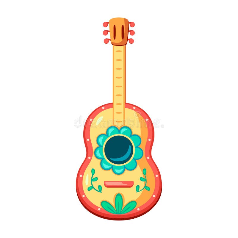 Vector Cartoon Cute Mexican Guitar Llustration Isolated Stock Vector ...