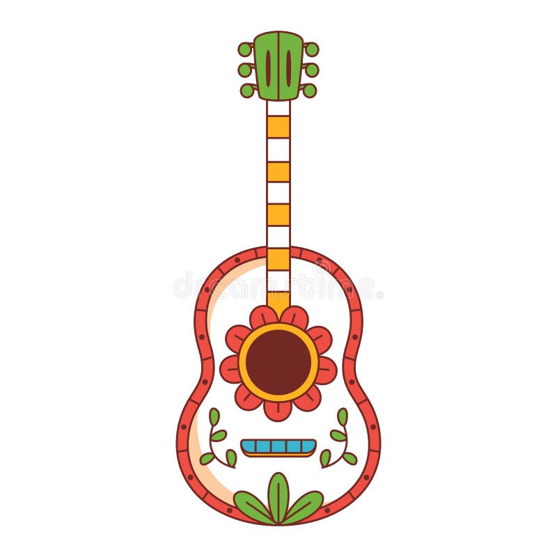Vector Cartoon Cute Mexican Guitar Llustration Isolated Stock Vector ...