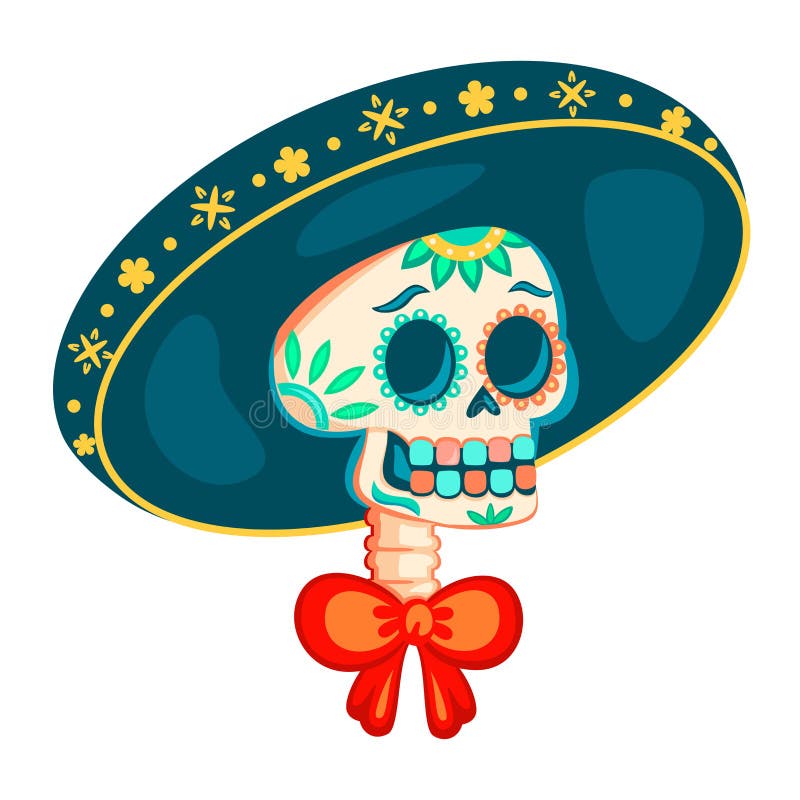 Vector Cartoon Cute Mexican Skull Illustration Isolated Stock Vector ...