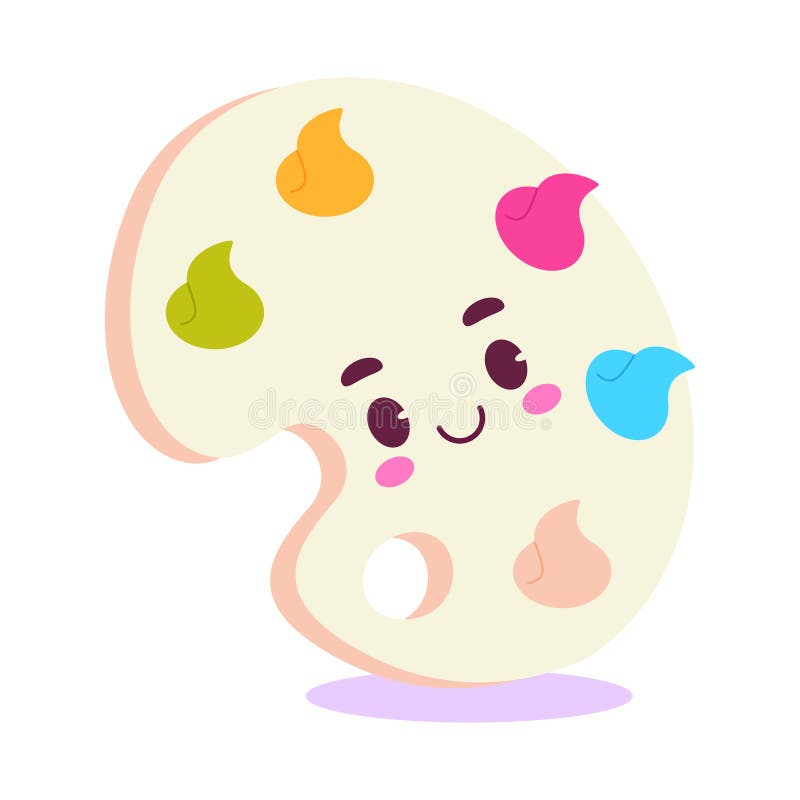 Vector Cartoon Cute Palette School Kawaii Illustration Stock Vector ...