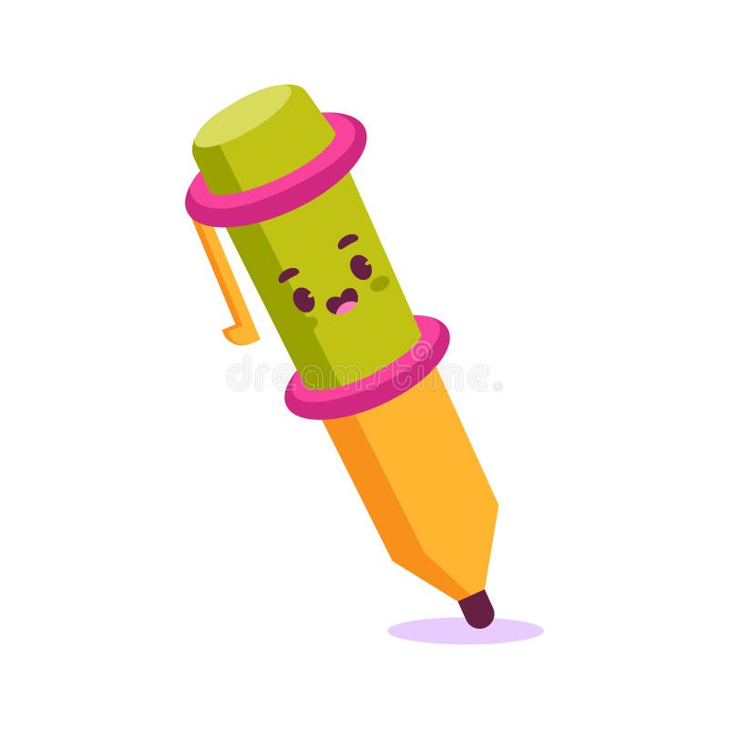 Vector Cartoon Cute Pen School Kawaii Illustration Stock Vector ...