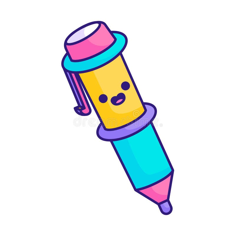 Vector Cartoon Cute Pen School Kawaii Illustration Stock Vector ...