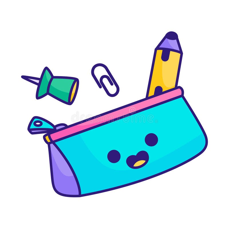 Vector Cartoon Cute Pencil Case School Kawaii Illustration Stock Vector ...