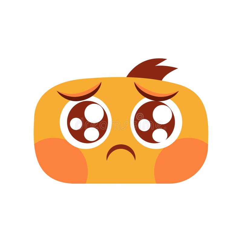 Vector Cartoon Cute Pleading Face Emoji Isolated Illustration Stock ...
