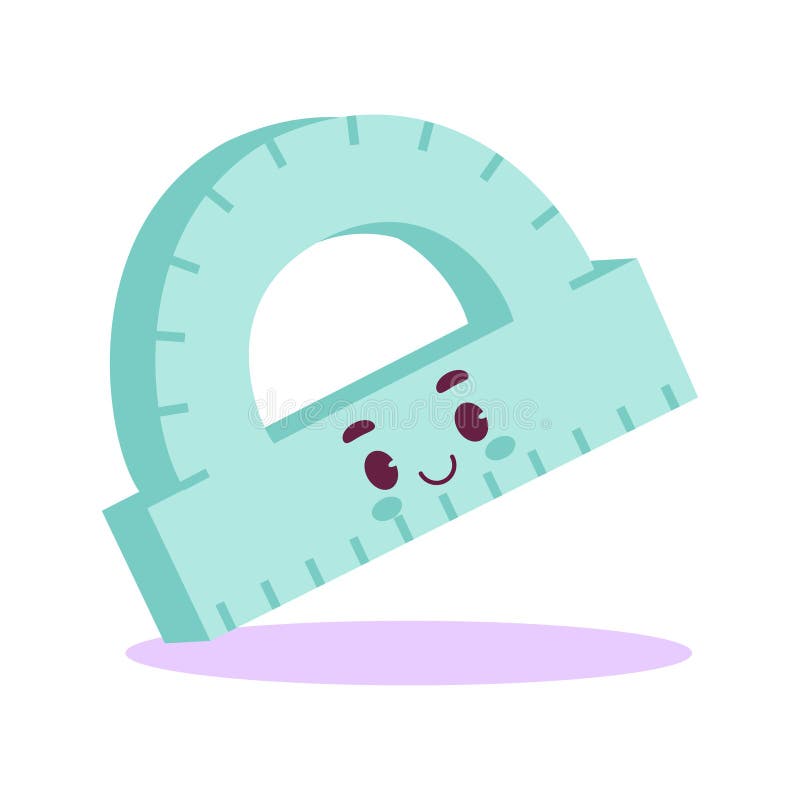 Vector Cartoon Cute Protractor School Kawaii Illustration Stock Vector ...