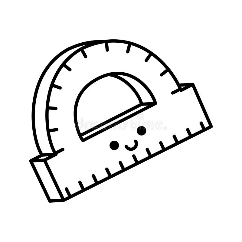 Vector Cartoon Cute Protractor School Kawaii Illustration Stock Vector ...