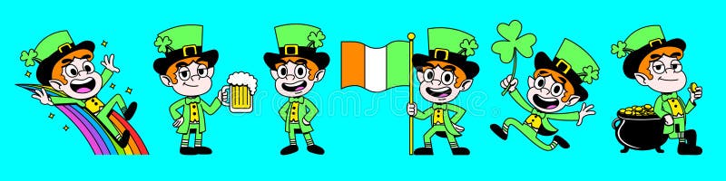 Vector Cartoon Cute Saint Patrick Characters Illustration Set Isolated ...