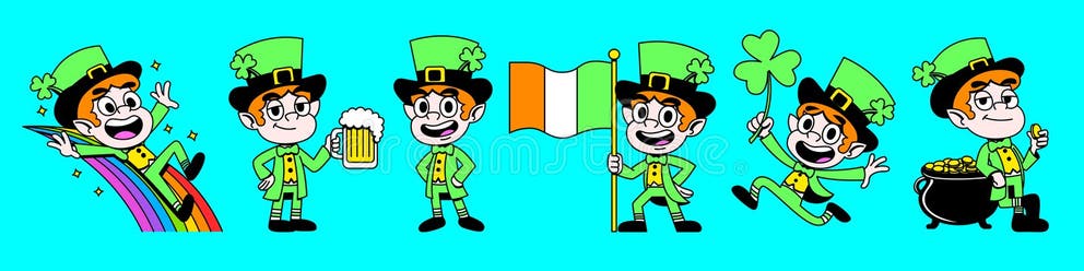 Vector Cartoon Cute Saint Patrick Characters Illustration Set Isolated ...